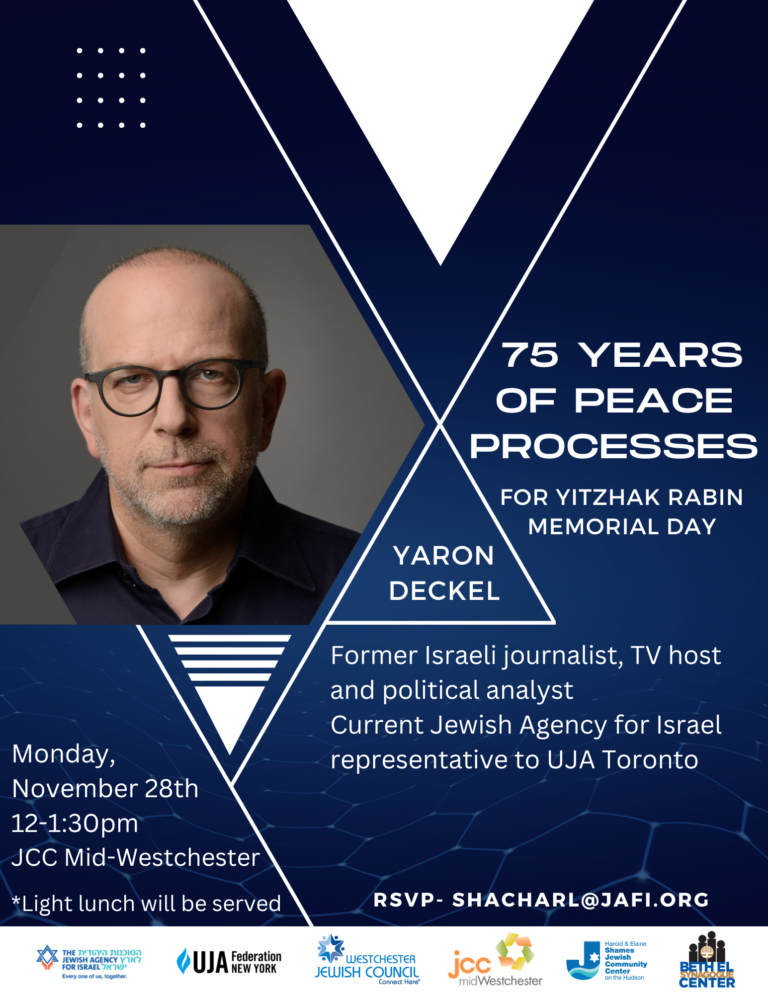 75 years of Peace Processes- Guest speaker- Yaron Deckel | Westchester ...