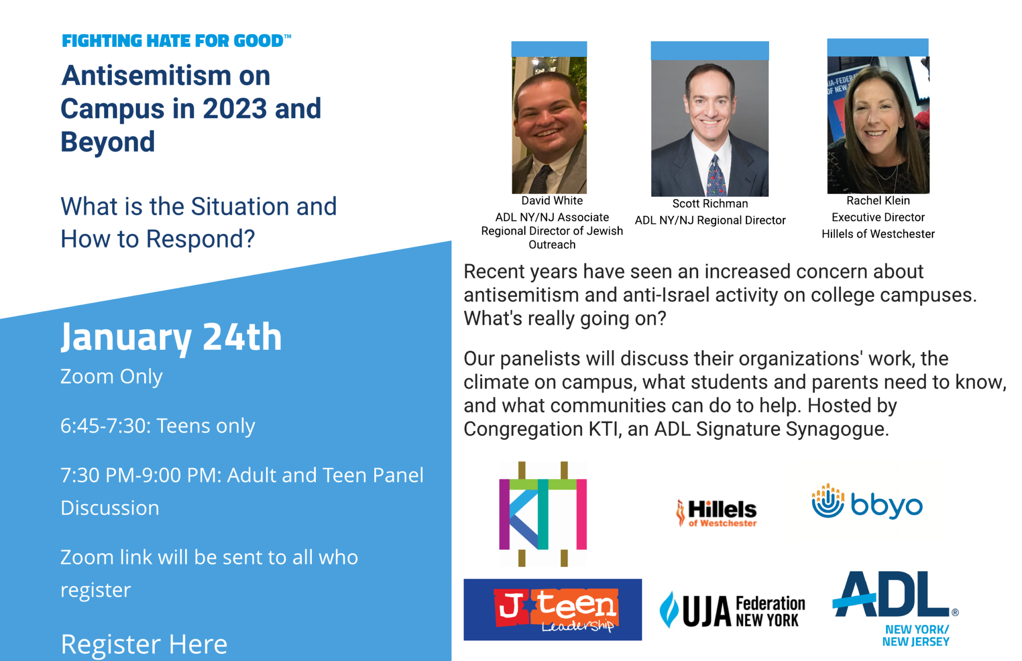 KTI Hosts Antisemitism on Campus in 2023 and Beyond | Westchester ...