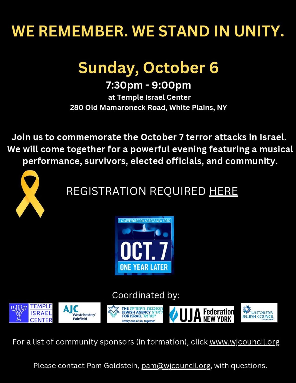Westchester Countywide October 7th Commemoration | Westchester Jewish ...